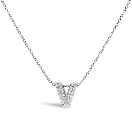 HAUS OF BRILLIANCE 10k Gold Diamond Accent Initial Pendant Necklace - White | V